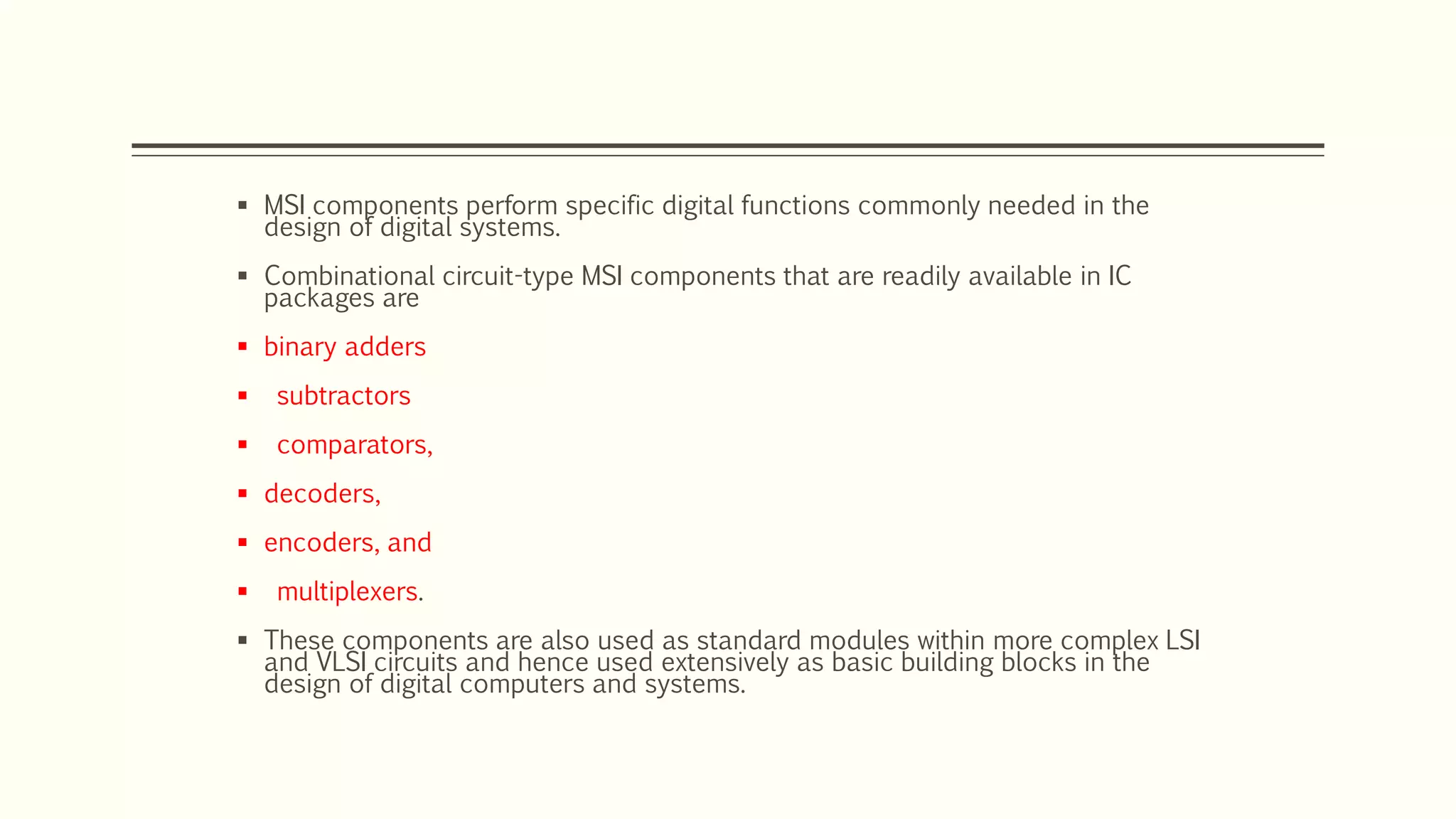 Chapter 5: Cominational Logic with MSI and LSI | PPTX