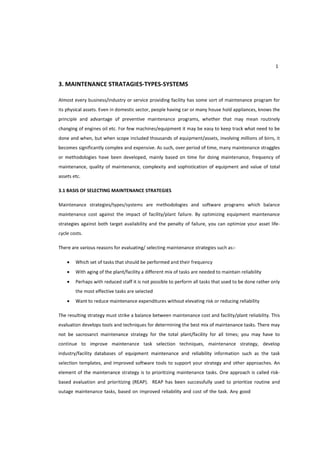 Maintenance strategy types-system | PDF