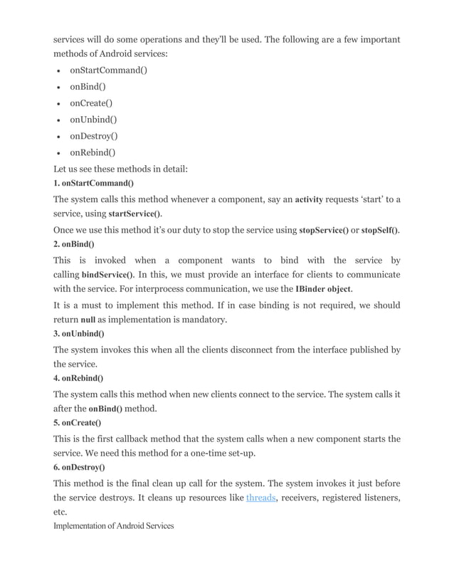 Android Application Components with Implementation & Examples | DOCX