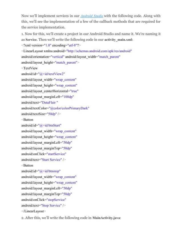 Android Application Components with Implementation & Examples | DOCX ...