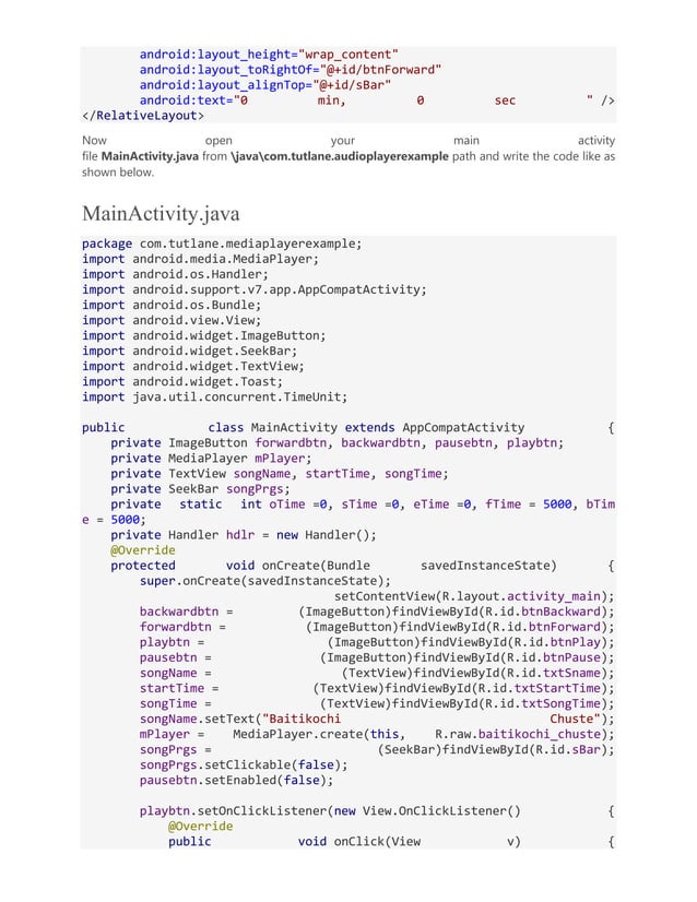Android Application Components with Implementation & Examples | DOCX ...