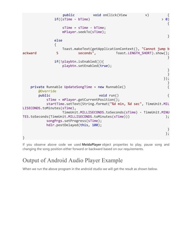 Android Application Components with Implementation & Examples | DOCX ...