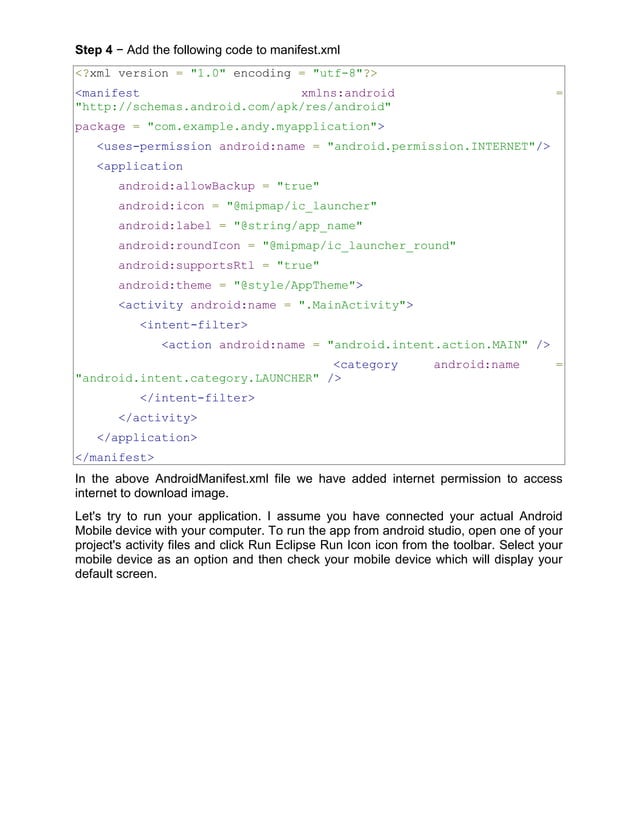 Android Application Components with Implementation & Examples | DOCX ...