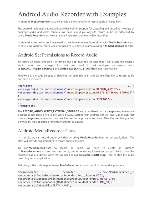 Android Application Components with Implementation & Examples | DOCX | Operating Systems ...