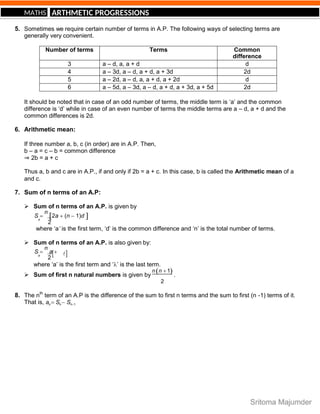 CBSE Grade 10 Mathematics Ch 5 Arithmetic Progression Notes | PDF