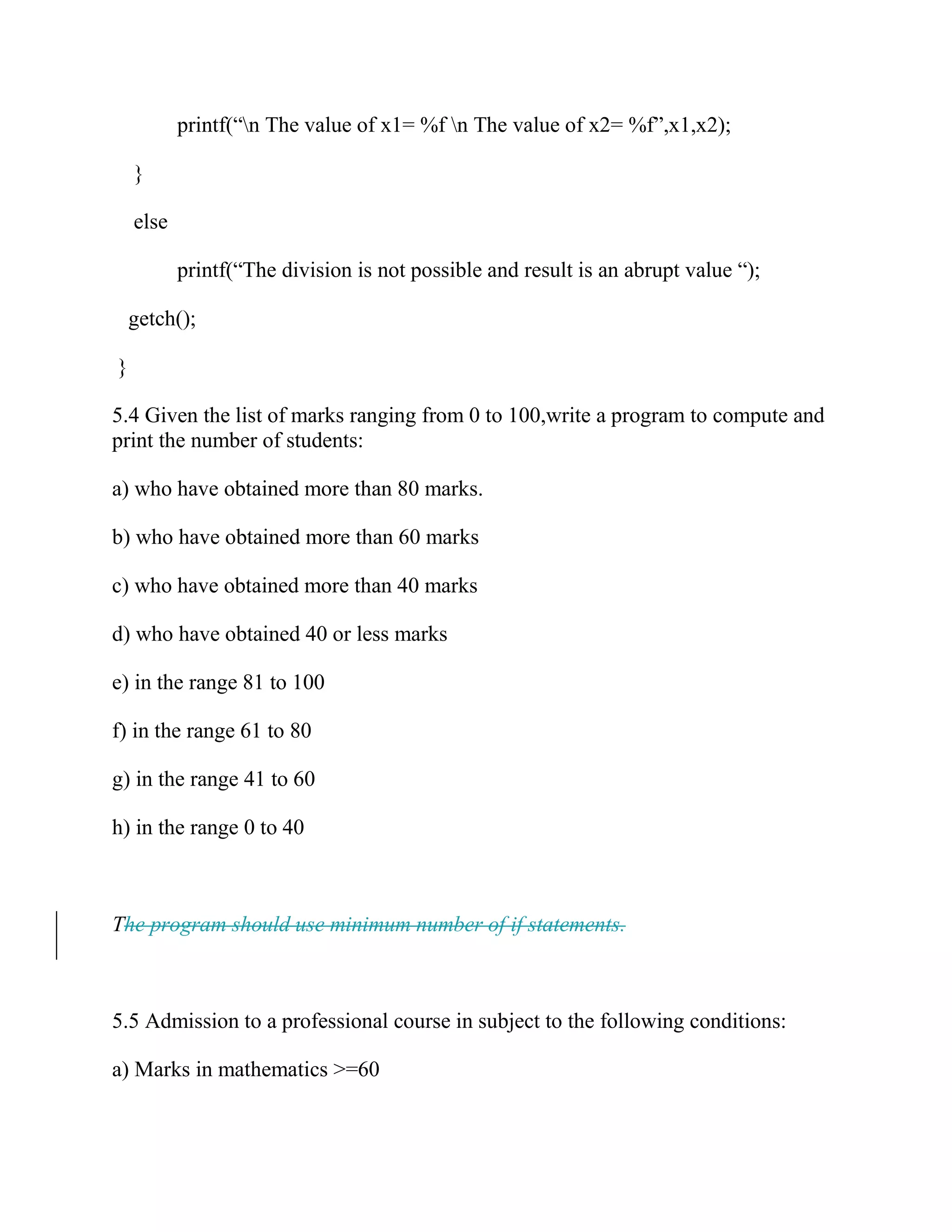 Chapter 5 exercises Balagurusamy Programming ANSI in c | PDF