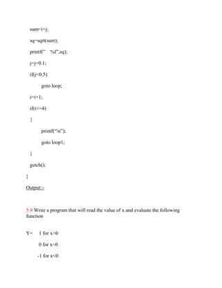 Chapter 5 exercises Balagurusamy Programming ANSI in c | PDF