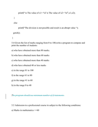 Chapter 5 exercises Balagurusamy Programming ANSI in c | PDF