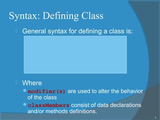 Class & Object - User Defined Method | PPT