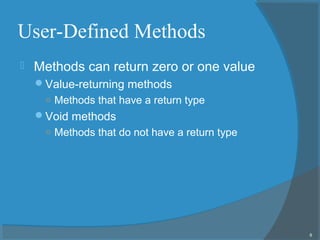 Class & Object - User Defined Method | PPT