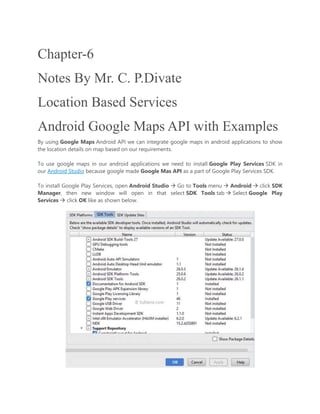 Location Based Services Android Google Maps API with Examples | PDF