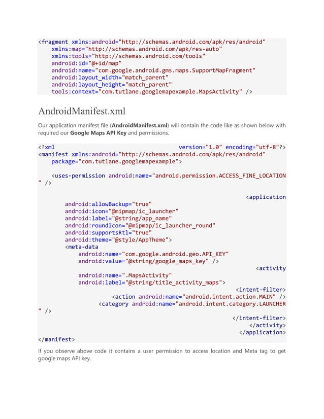 Location Based Services Android Google Maps API with Examples | PDF