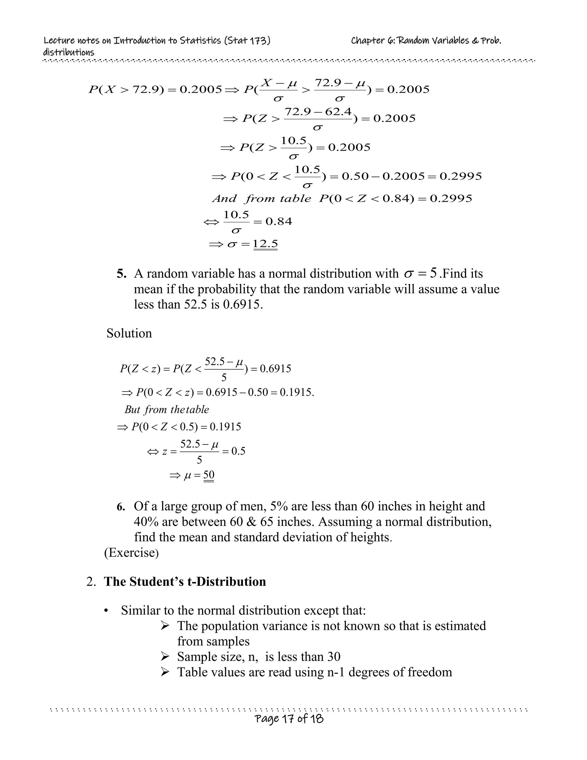 Chapter-6-Random Variables & Probability distributions-3.doc Chapter-6-Random Variables & Probability distributions-3.doc