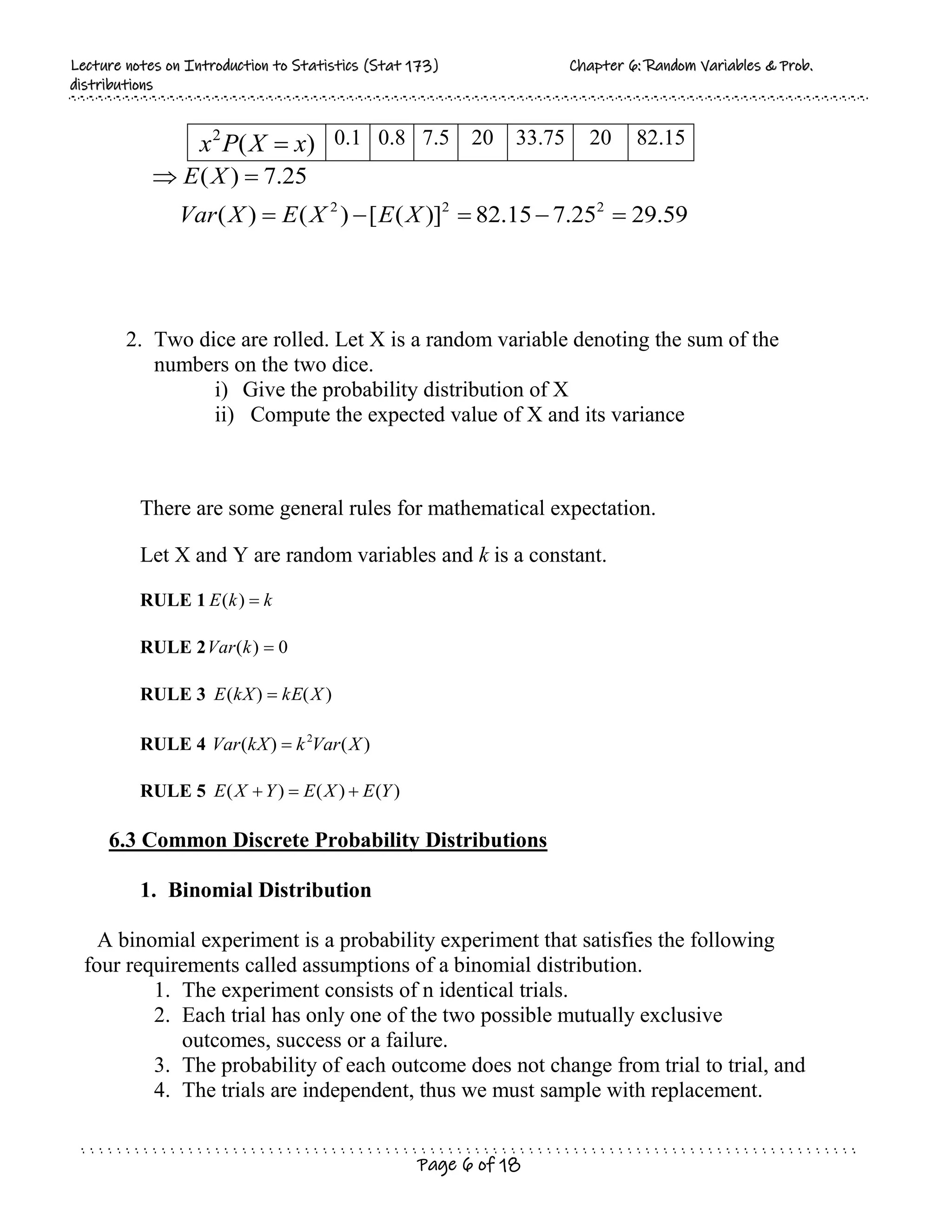 Chapter-6-Random Variables & Probability distributions-3.doc Chapter-6-Random Variables & Probability distributions-3.doc