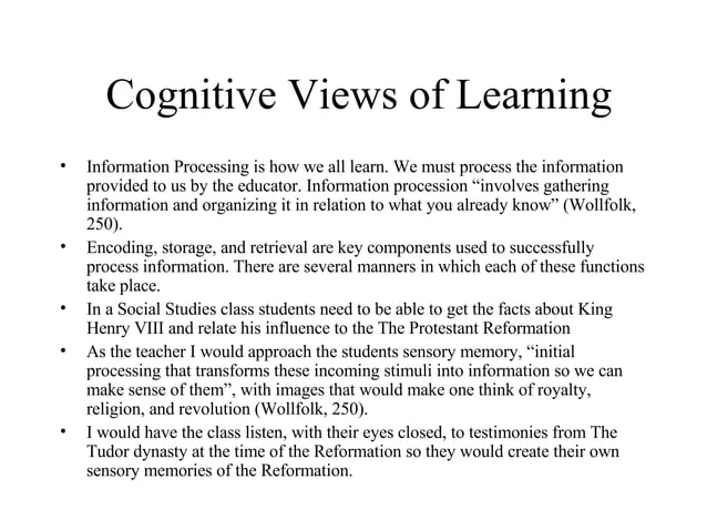 Cognitive Views of Learning | PPT