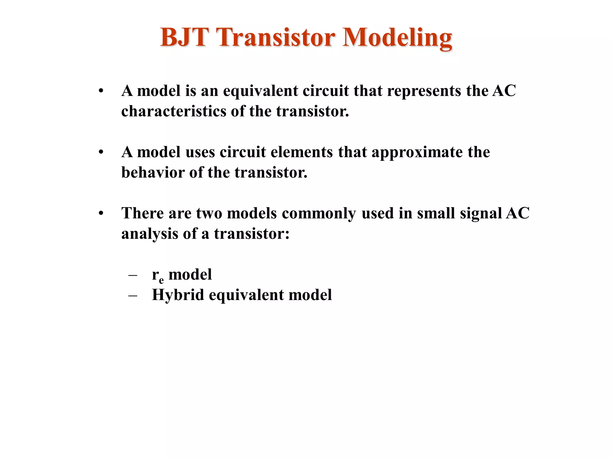 Electronics 1 : Chapter # 07 : AC Analysis BJT | PDF