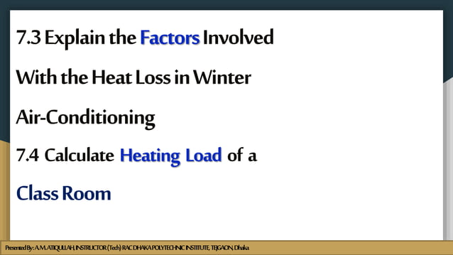 Chapter 7(Understand the concept of heating load calculation) | PPTX ...