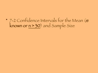 Chapter 7 – Confidence Intervals And Sample Size | PPT