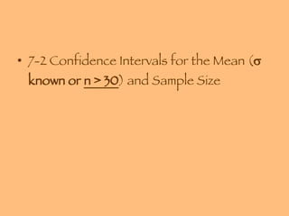 Chapter 7 – Confidence Intervals And Sample Size | PPT