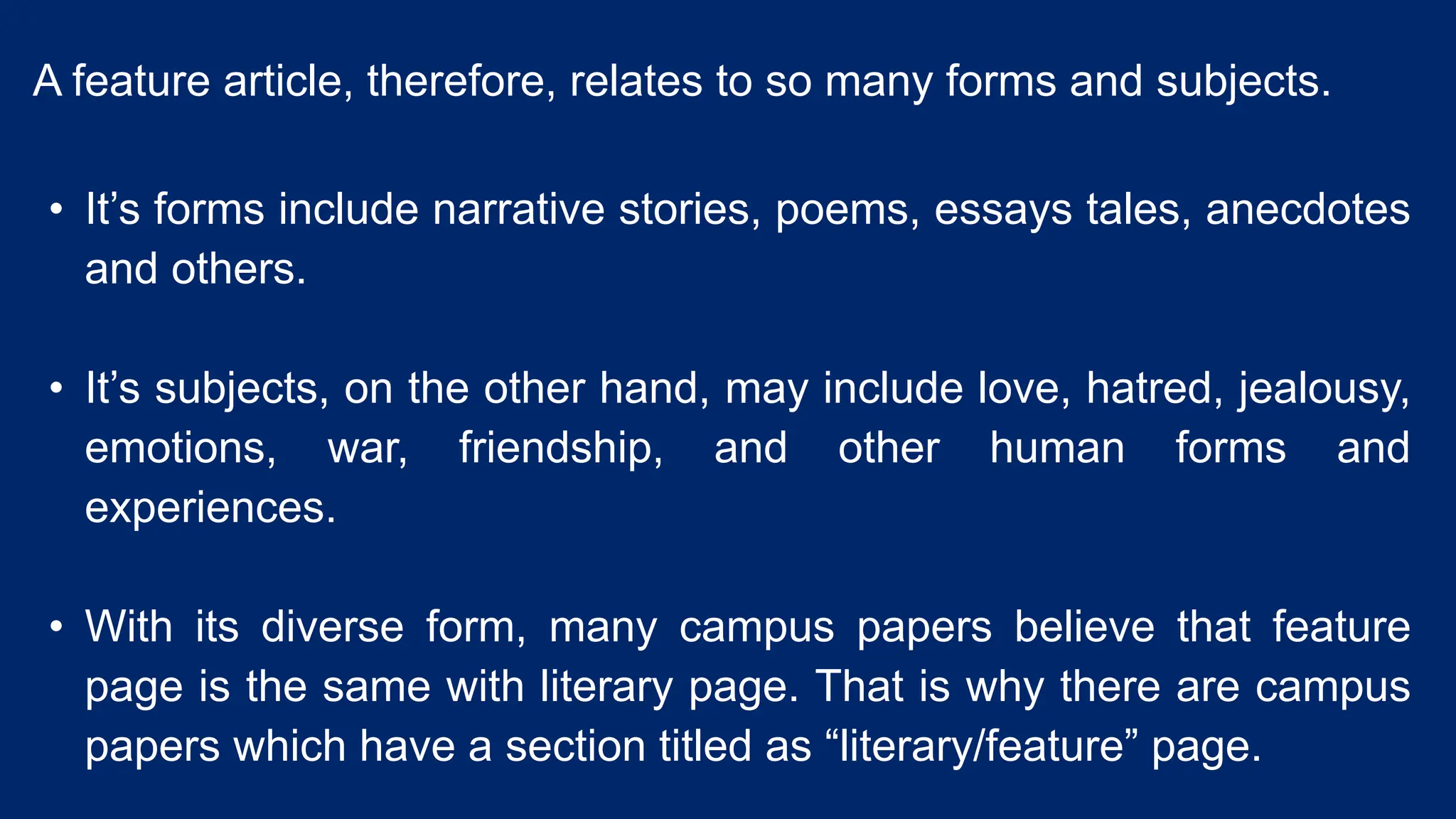 CHAPTER 7: Feature Writing in Campus Journalism | PPTX