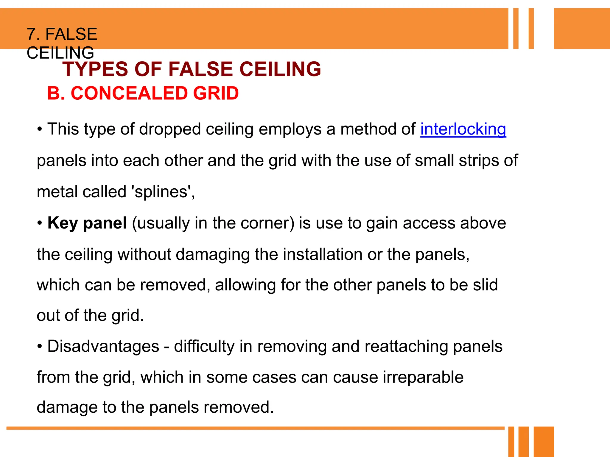 Building Construction_FALSE CEILING design | PPTX
