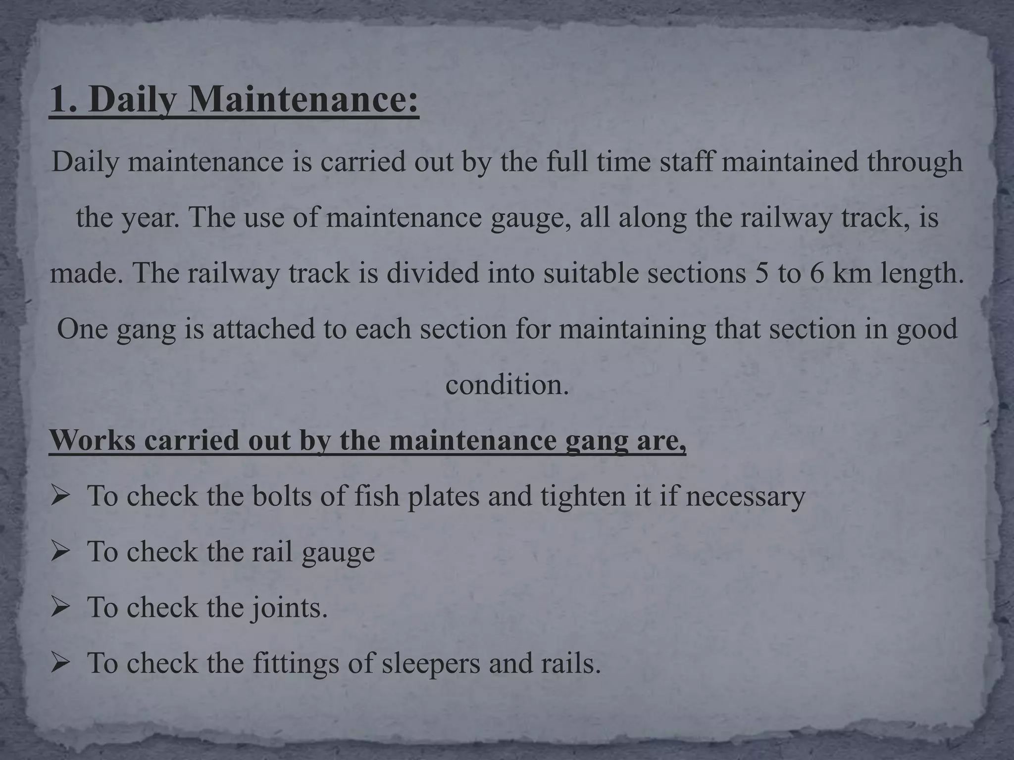 Chapter 7 Maintenance of railway track | PPTX