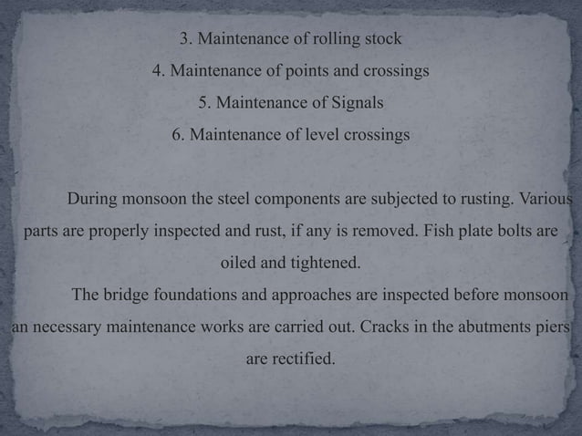 Chapter 7 Maintenance of railway track | PPTX