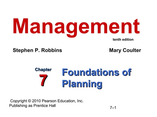 Chapter 7 management (10 th edition) by robbins and coulter | PPT ...