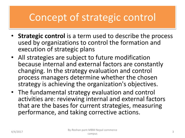Chapter 8 strategic evaluation and control | PPTX