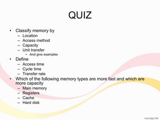 Chapter 8 computer memory system overview | PPT