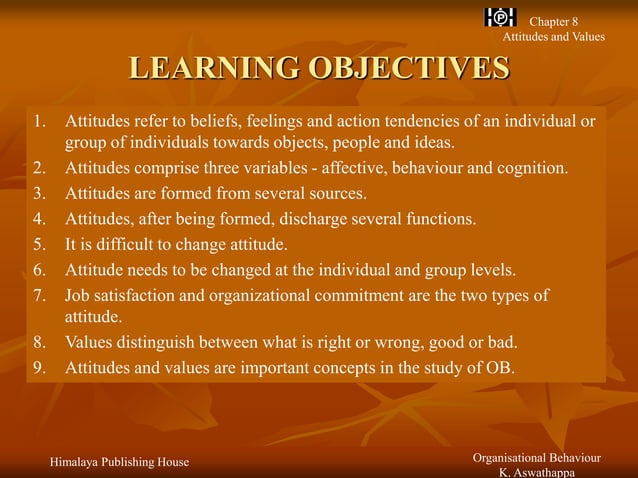 Attitude & Values in Organizational Behaviour | PPT