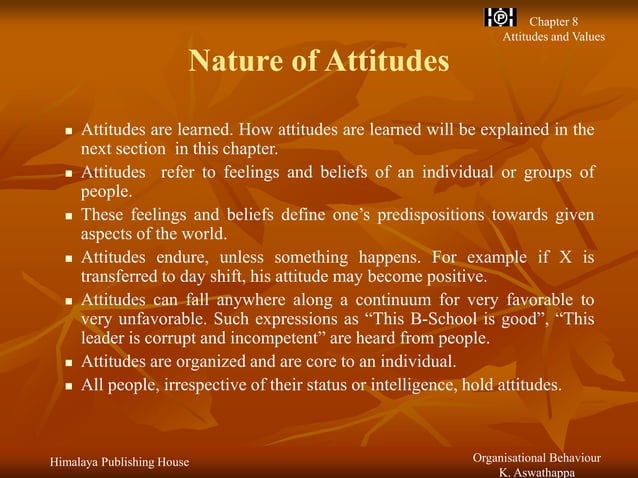 Attitude & Values in Organizational Behaviour | PPT