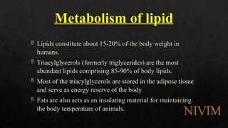 Biochemistry Chapter -8 (Part -2) Lipid Metabolism | PPTX