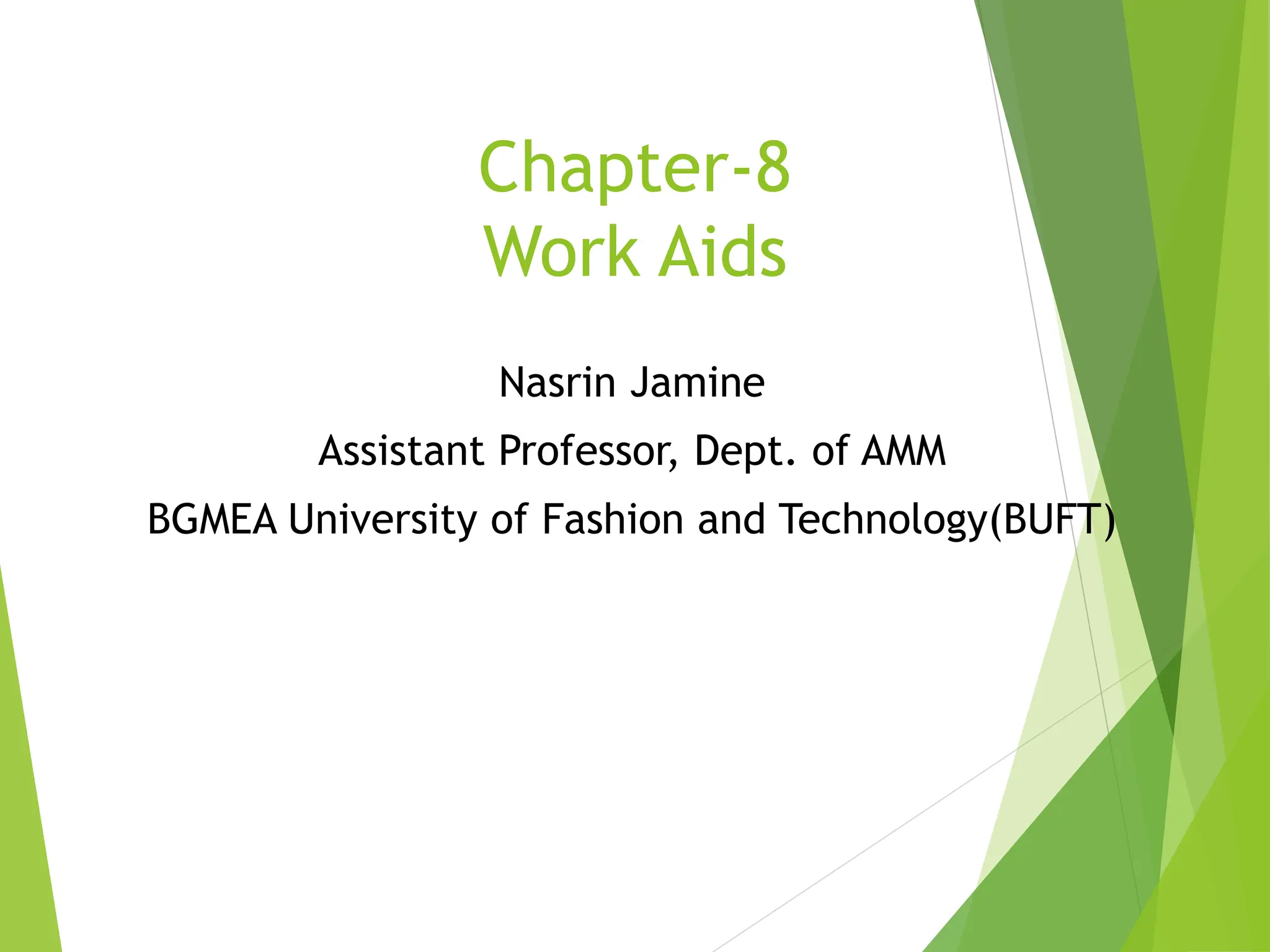 Working aids for amm department of bgmea | PPT