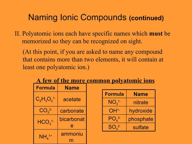 Chemical Names and Formulas | PPT