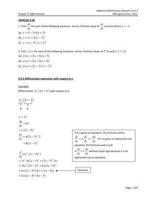 Chapter 9- Differentiation Add Maths Form 4 SPM | PDF