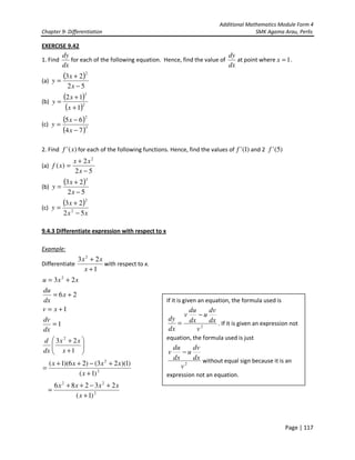 Chapter 9- Differentiation Add Maths Form 4 SPM | PDF