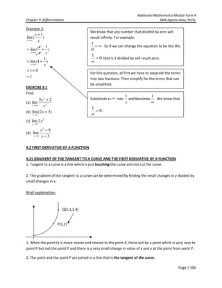 Chapter 9- Differentiation Add Maths Form 4 SPM | PDF