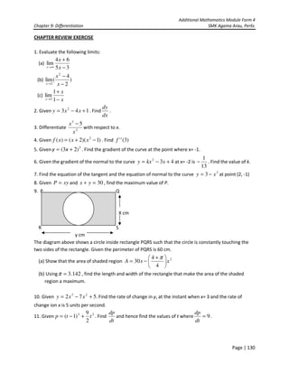Chapter 9- Differentiation Add Maths Form 4 SPM | PDF