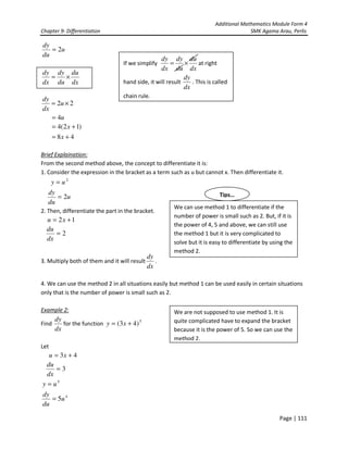 Chapter 9- Differentiation Add Maths Form 4 SPM | PDF
