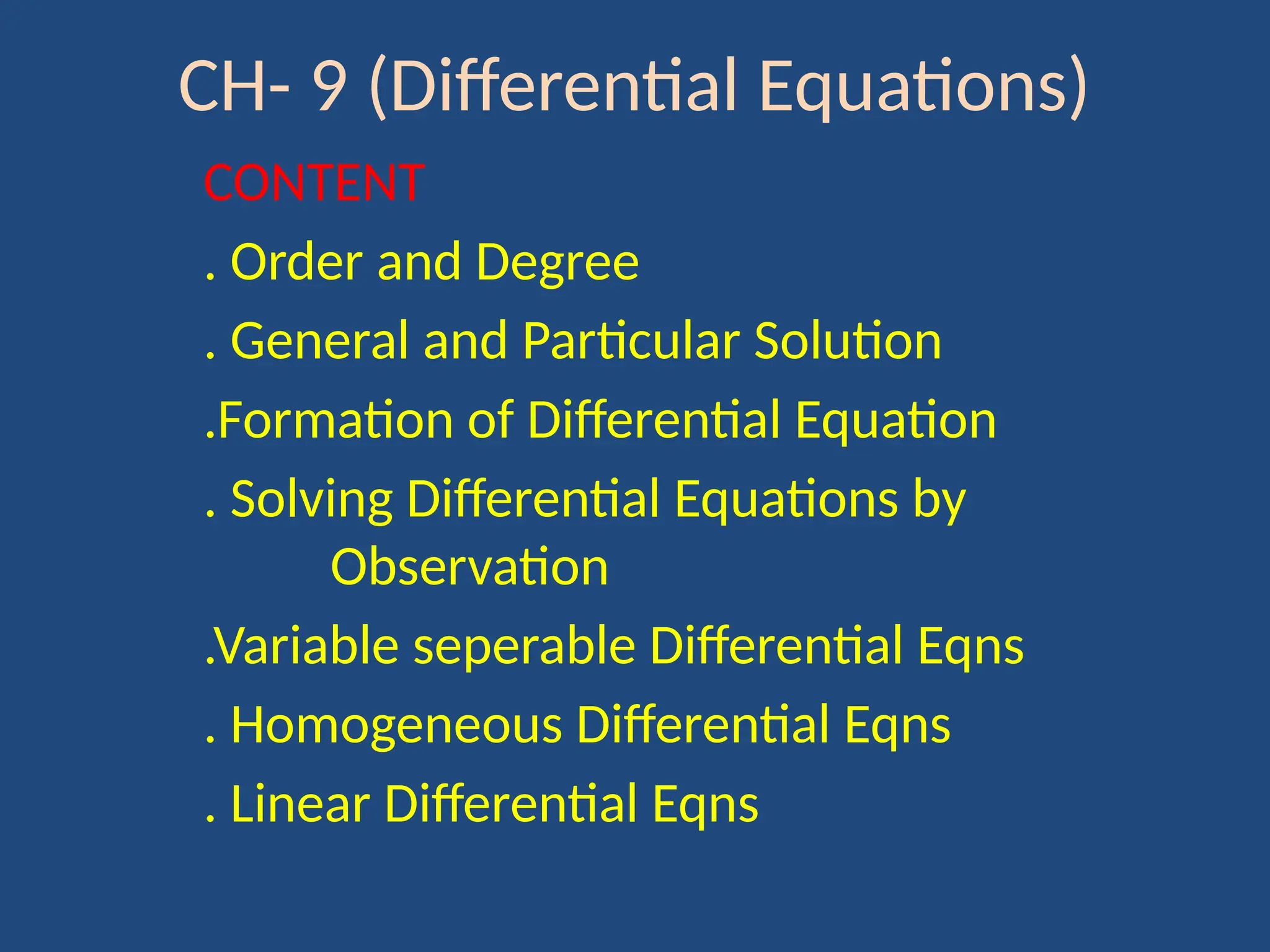 maths differnetia;l equation linear and nonlinbera types and other varieties | PPT
