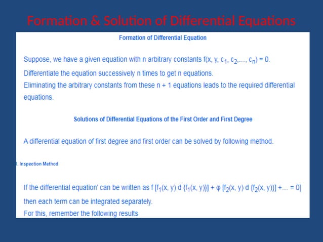 maths differnetia;l equation linear and nonlinbera types and other varieties | PPT
