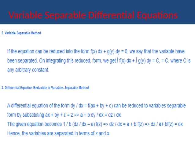 maths differnetia;l equation linear and nonlinbera types and other varieties | PPT