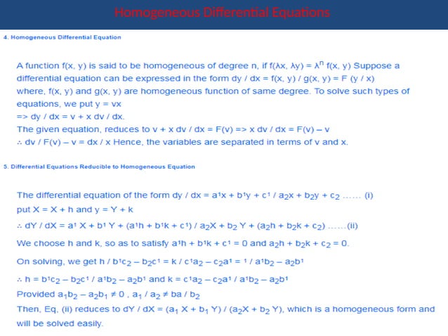 maths differnetia;l equation linear and nonlinbera types and other varieties | PPT