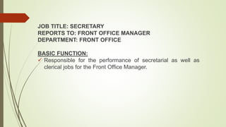 Front Office | PPTX | Hospitality Industry | Industries