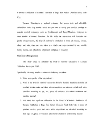 Chapter 1 thesis Customer Satisfaction | DOCX