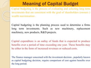 Chapter iii capital budget | PPTX