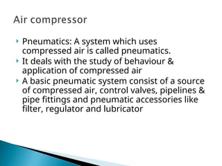 air compressor types methods, working principle and applications | PPT