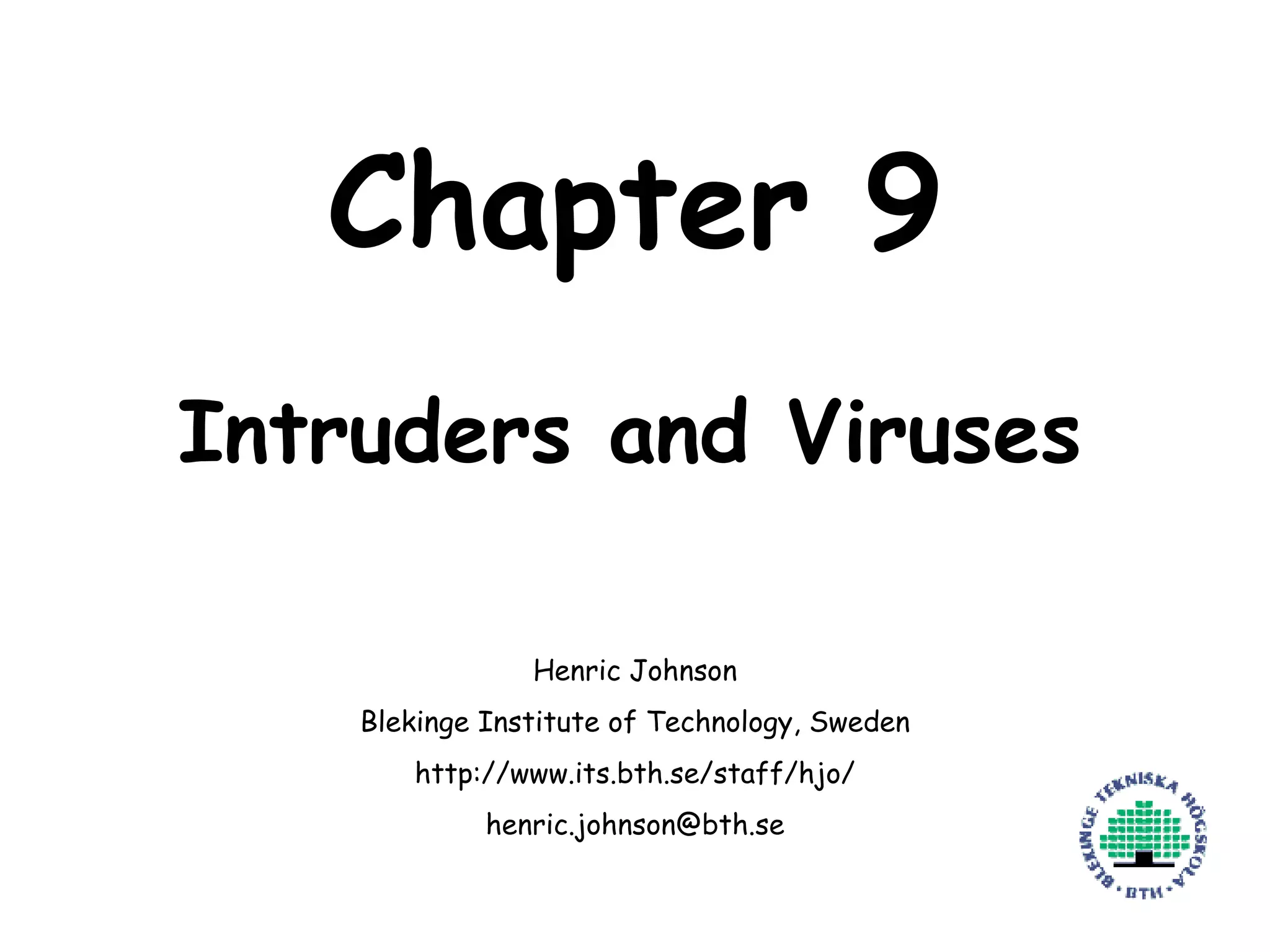 Intruders and Viruses in Network Security NS9 | PPT