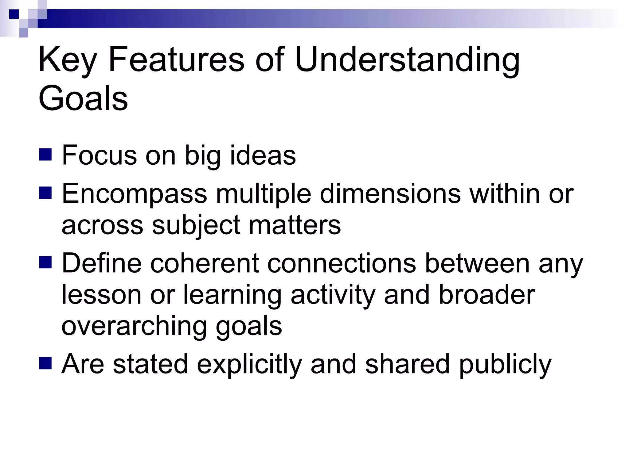 Teaching for Understanding: Understanding Goals | PPT